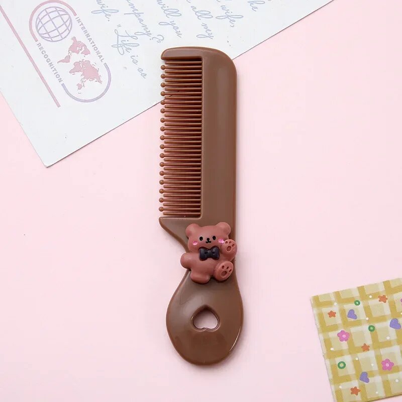 Детская расческа для волос с милыми мультяшными животными, круглая щетка для волос, аксессуары для путешествий для маленьких девочек, портативная карманная мини-расческа