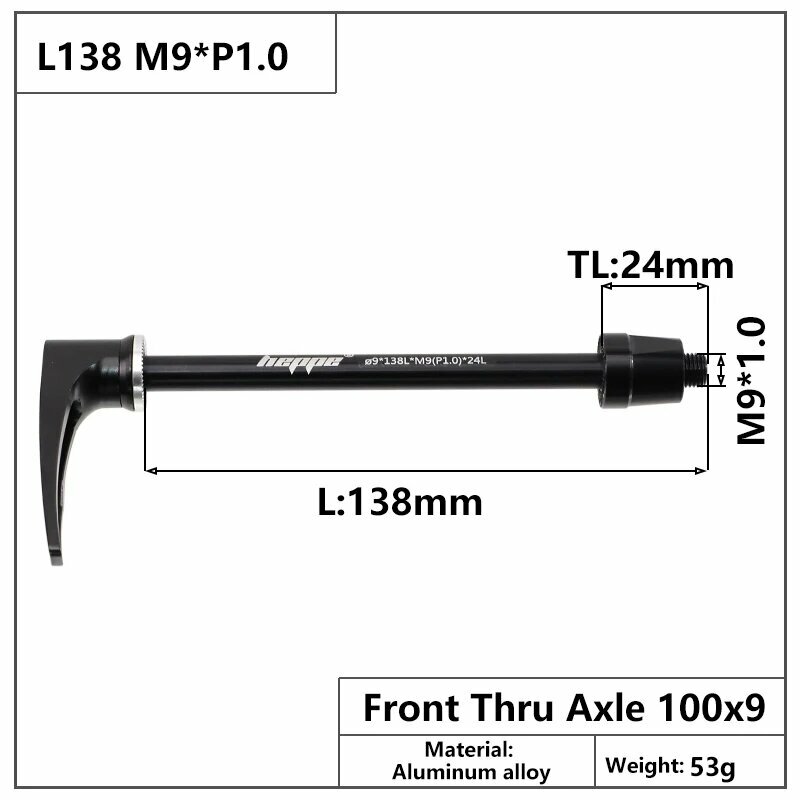 Сквозная ось HEPPE для горного велосипеда 100x9, L138 M9X1.0 TL24