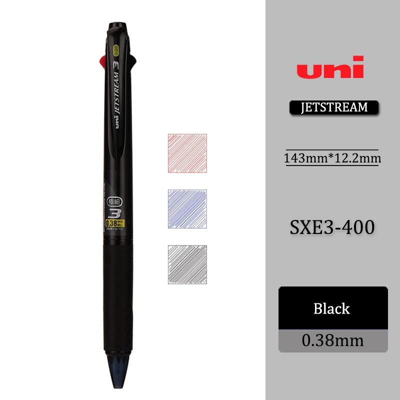 Uni SXE3-400 трехцветная шариковая ручка 0.38 black