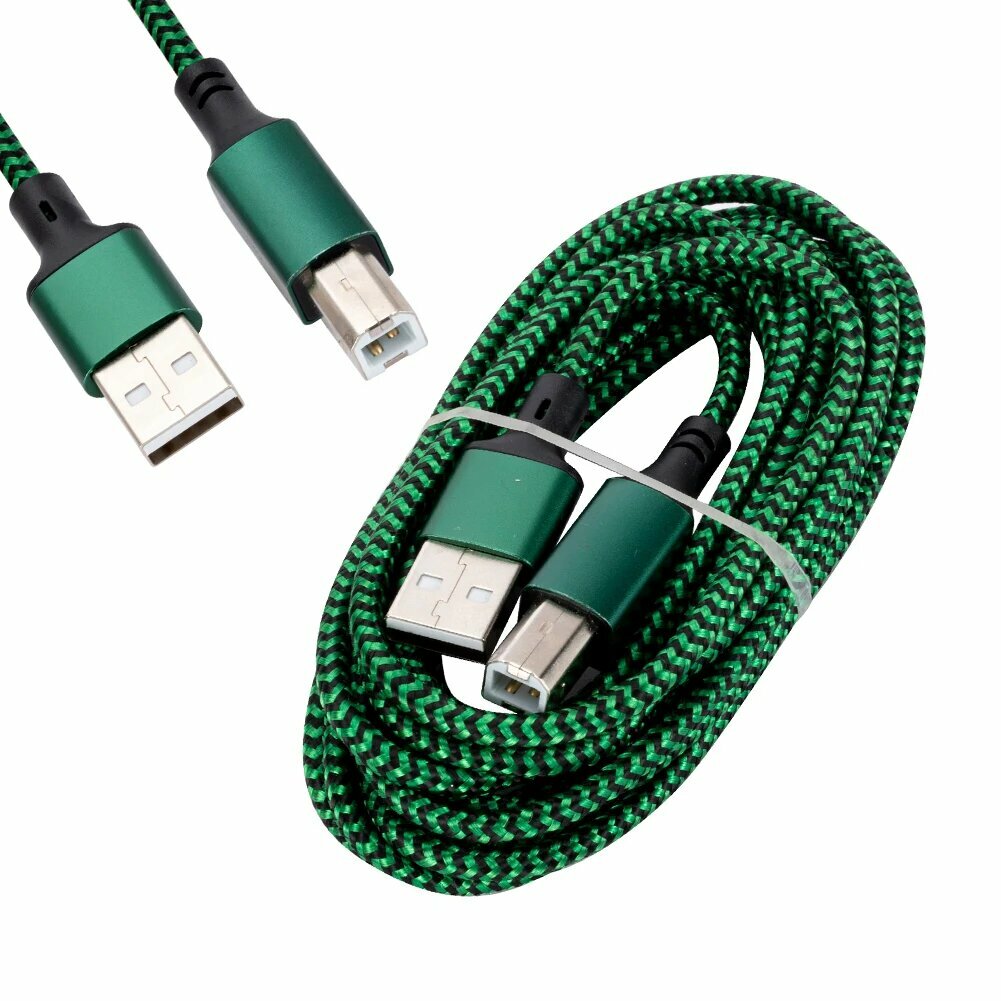 USB 2.0 кабель А-В для принтера, 2M, зеленый — фото 1
