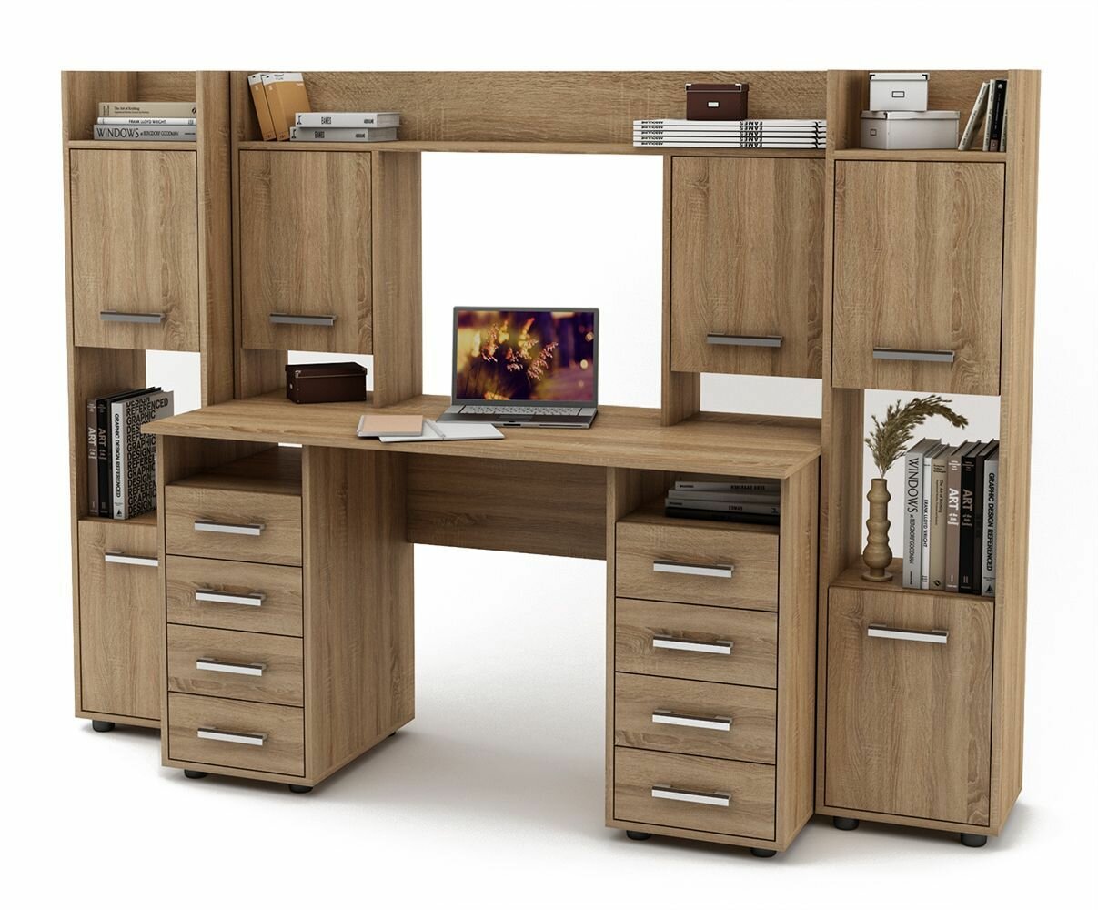 Стол письменный, компьютерный и стеллажи Остин (Ливерпуль) 14 дуб сонома
