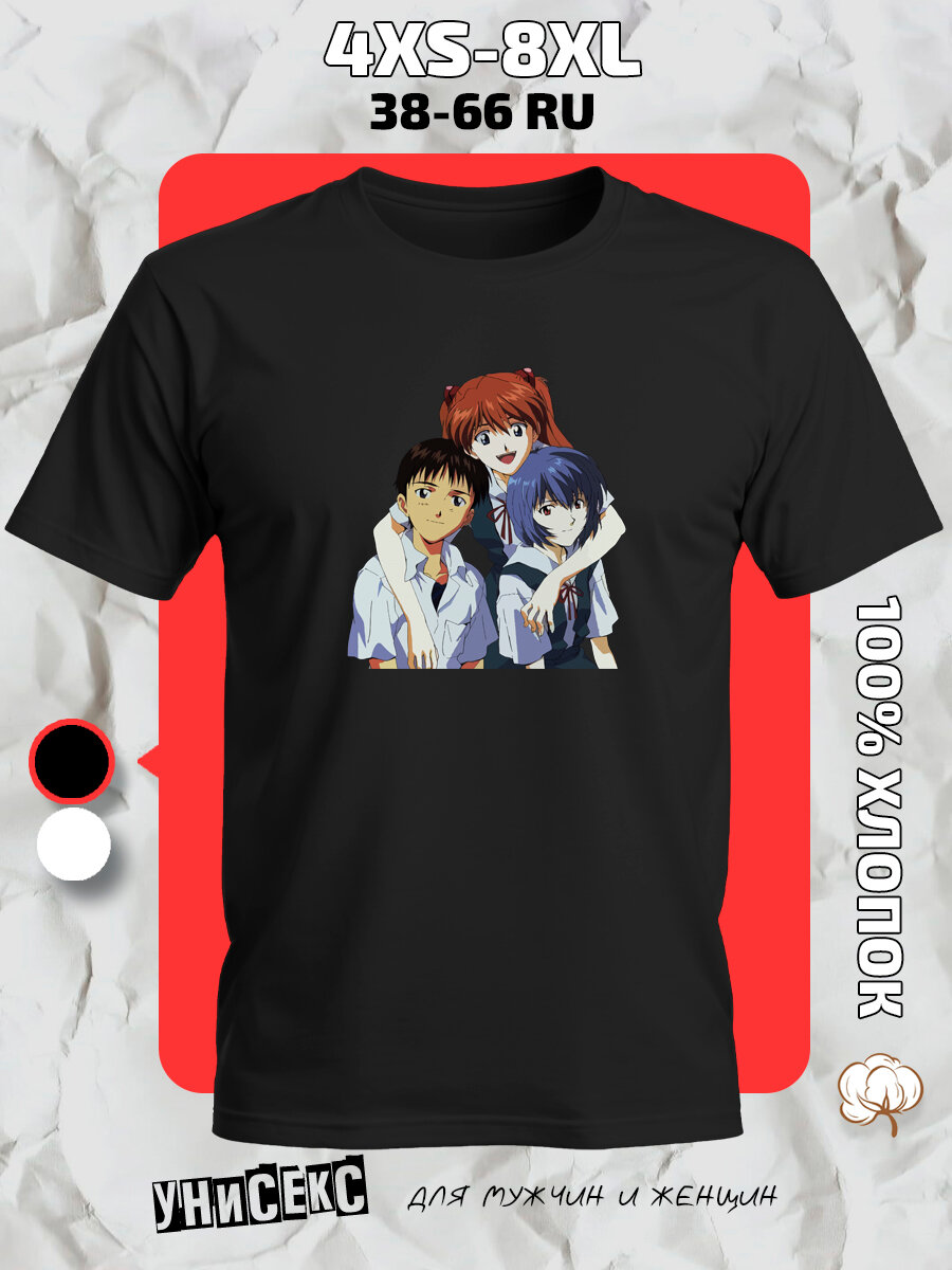 Футболка с принтом Eвангелионом