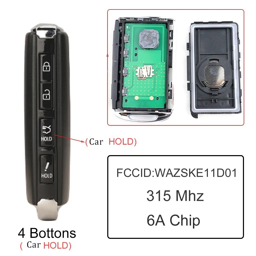 WAZSKE11D01+6A чип+315 МГц автомобильный смарт-брелок для Mazda 3 6 MX-5 MIATA CX-9 CX-3 CX-5 CX-30 Axela CX-4 CX-8 CX9 2019-2023 B blade, 4 botton (car Hold )