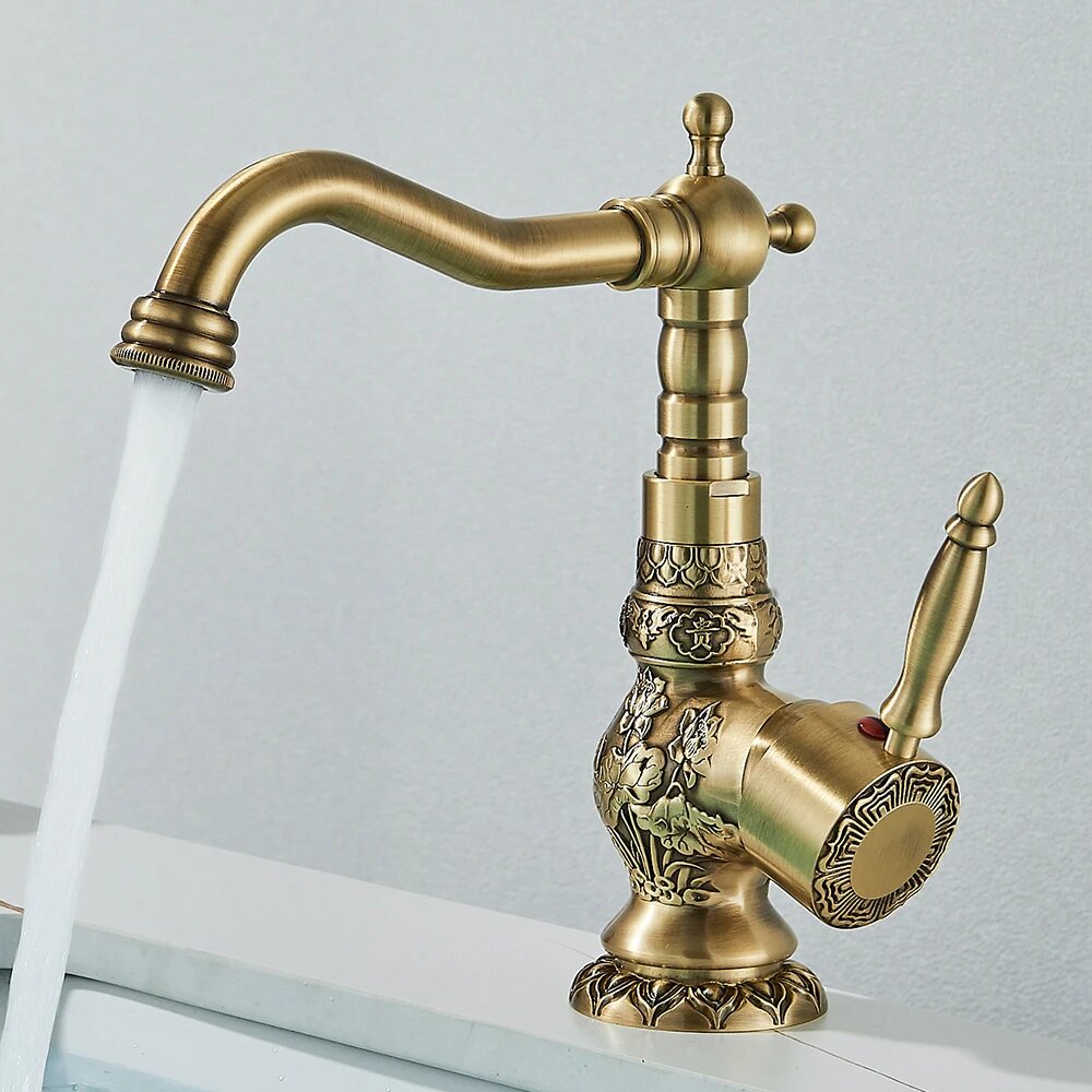 Quyanre Смеситель для раковины античная латунь Short-Antque Brass