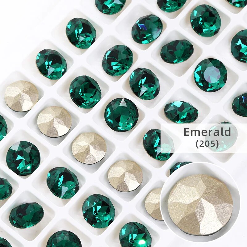Стразы PIPATIAN стеклянные круглые 8 мм/10 мм/12 мм 10Pcs, Зеленый, 10 mm, Emerald