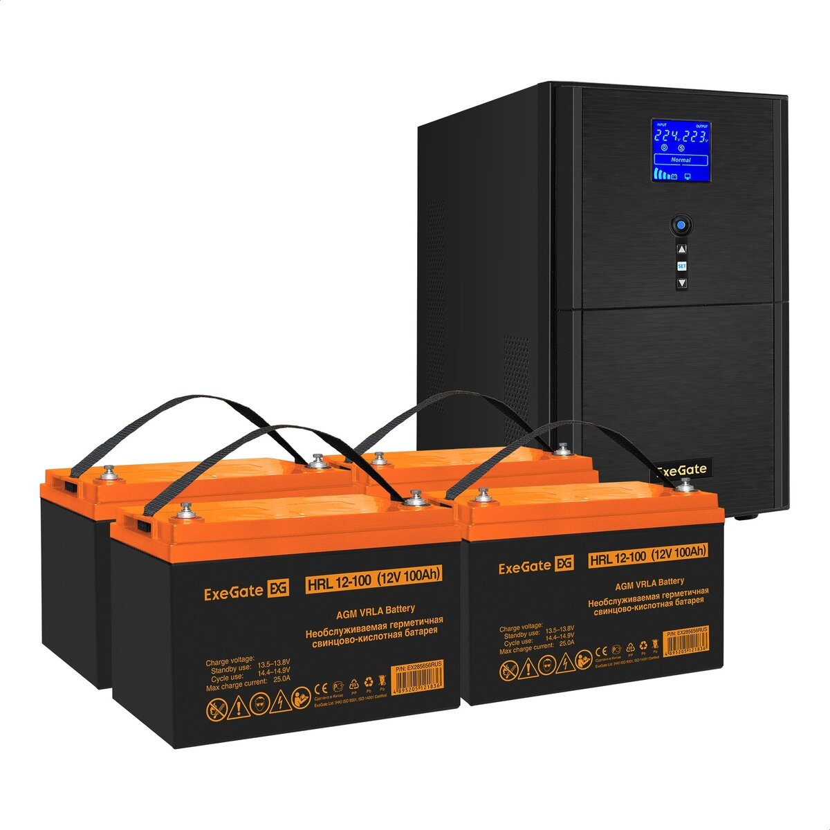 Комплект ИБП EX295991RUS + батарея 100Aч EX285656RUS 4шт ExeGate SineTower SZ-5000. LCD. AVR.2SH.1C13 (EX296897RUS)