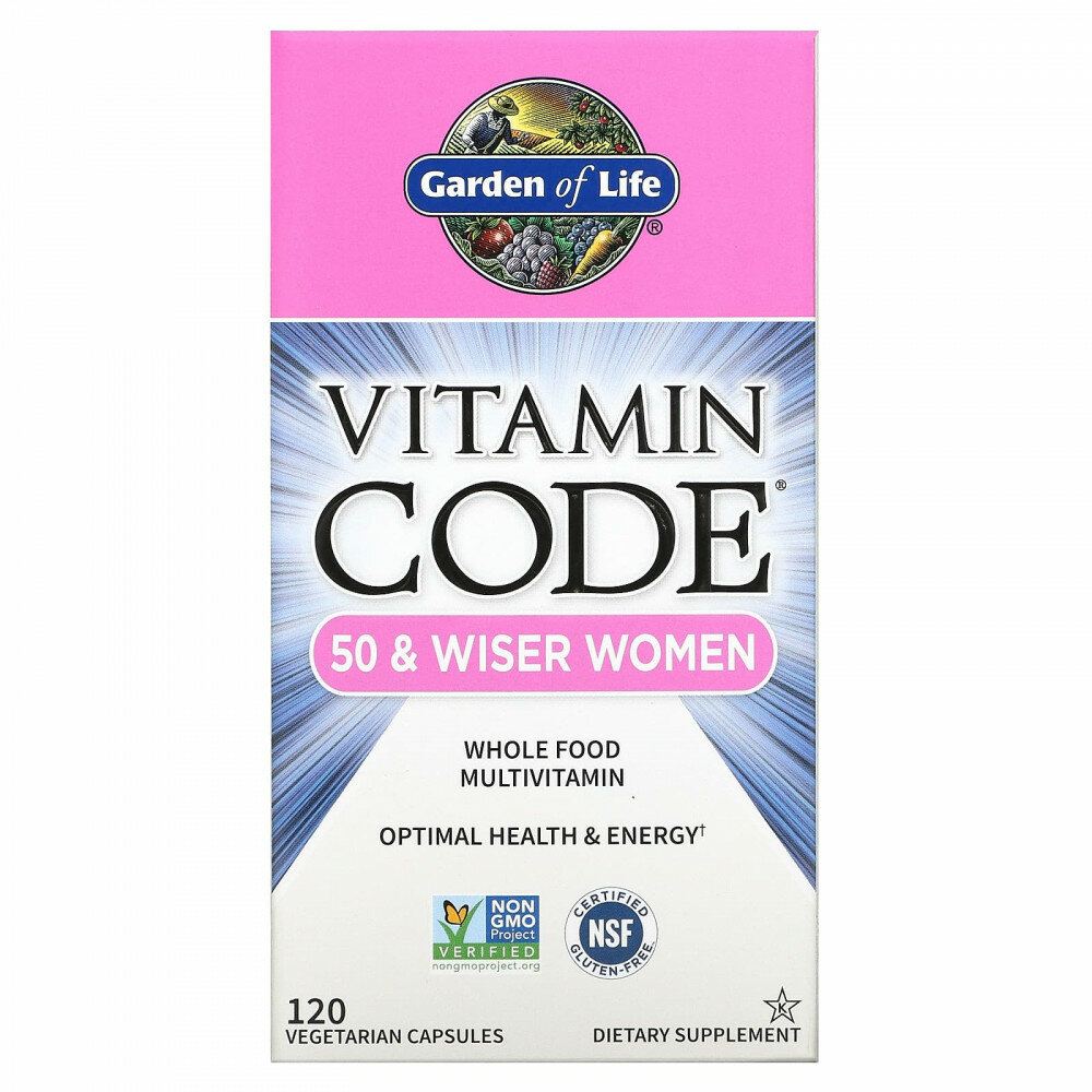 Garden of Life, Vitamin Code®, мультивитамины из цельных продуктов для женщин от 50 лет, 120 вегетарианских капсул