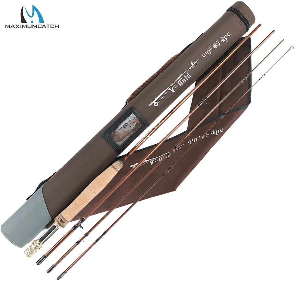 Maximumcatch V-Gold 9FT Удочка для нахлыста из углерода 4/5/6/8 WT 4 шт. 9ft 4wt 4sec