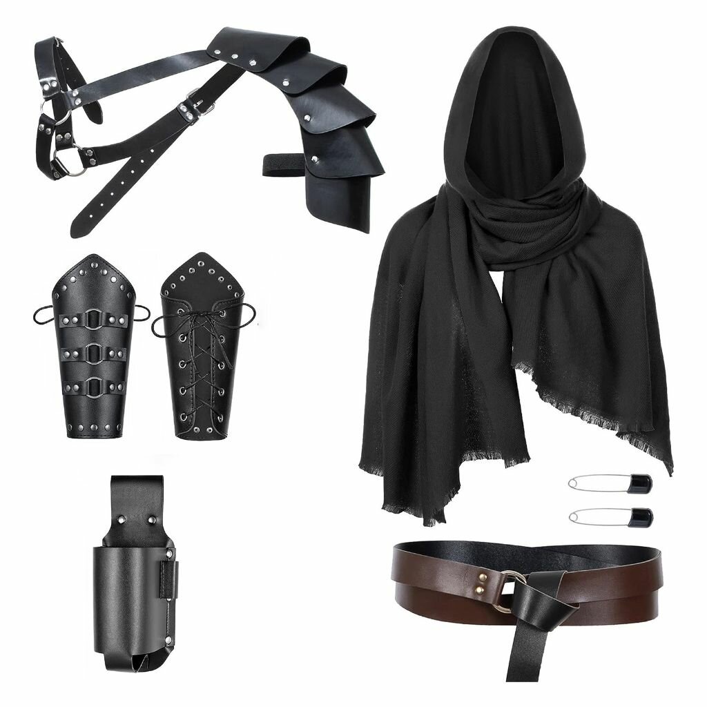 Костюм рыцаря: набор аксессуаров с поясом, нарукавниками, доспехами и плащом