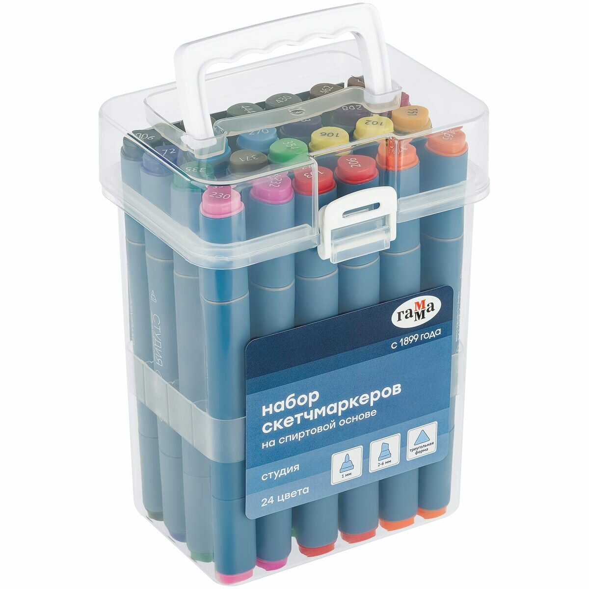 Набор маркеров для скетчинга Гамма "Студия" (24 цвета, основные цвета, корпус трехгранный) (1204P_24), 30 уп.