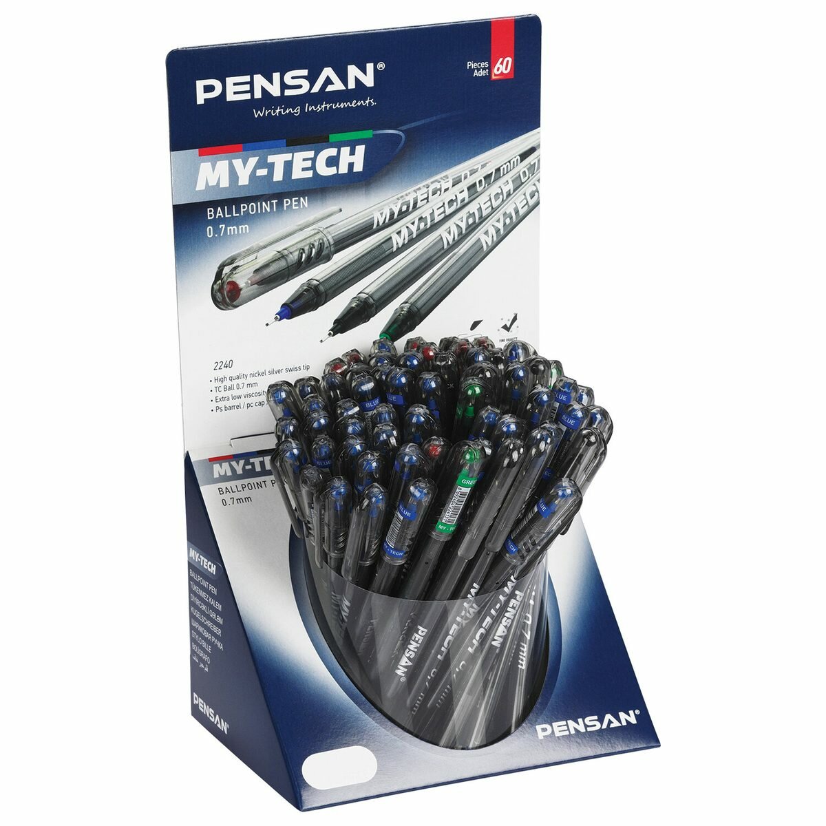 Набор шариковых ручек Pensan My-Tech Colored (0.35мм, основа, 8 цветов) дисплей, 60шт. (2240/S6)