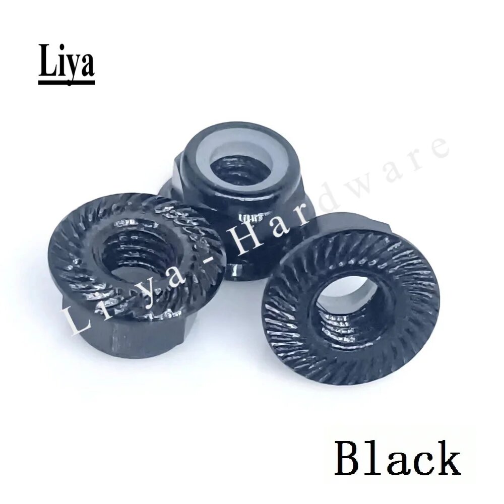 10 шт. Алюминиевые фланцевые нейлоновые стопорные гайки DIN6926 M4 M5 11 цветов M5, Black