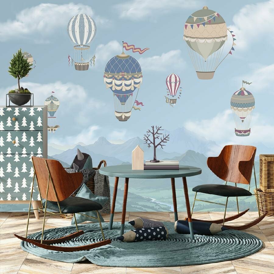 Фотообои Воздушные шарики 14-086-S-Флок 270 x 200 см (ВхШ) Бесшовные, флизелиновые, влагостойкие обои