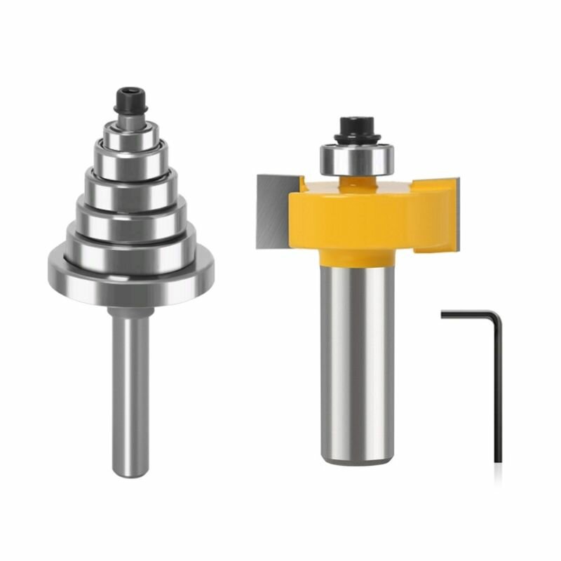 Набор из 2 регулируемых фрез для фальца/шпунта для фрезера/триммера - хвостовик 12.7мм