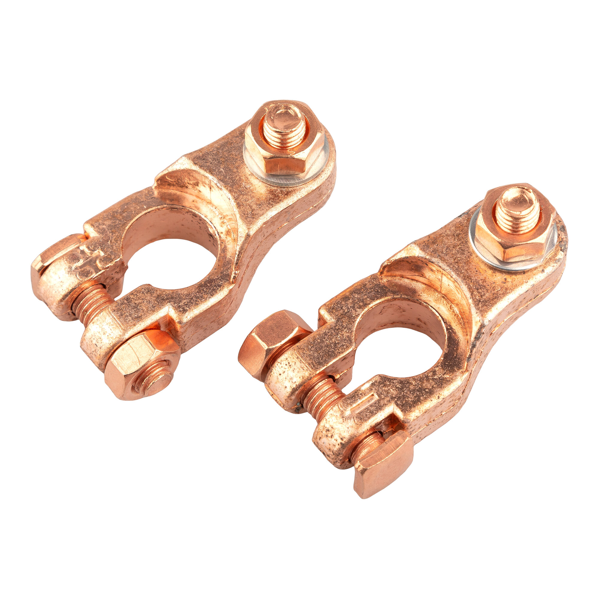 Клемма АКБ WB8 медь (с выносной площадкой, под зажим провода болтом М8 с гайкой), ком-2шт. (WB)