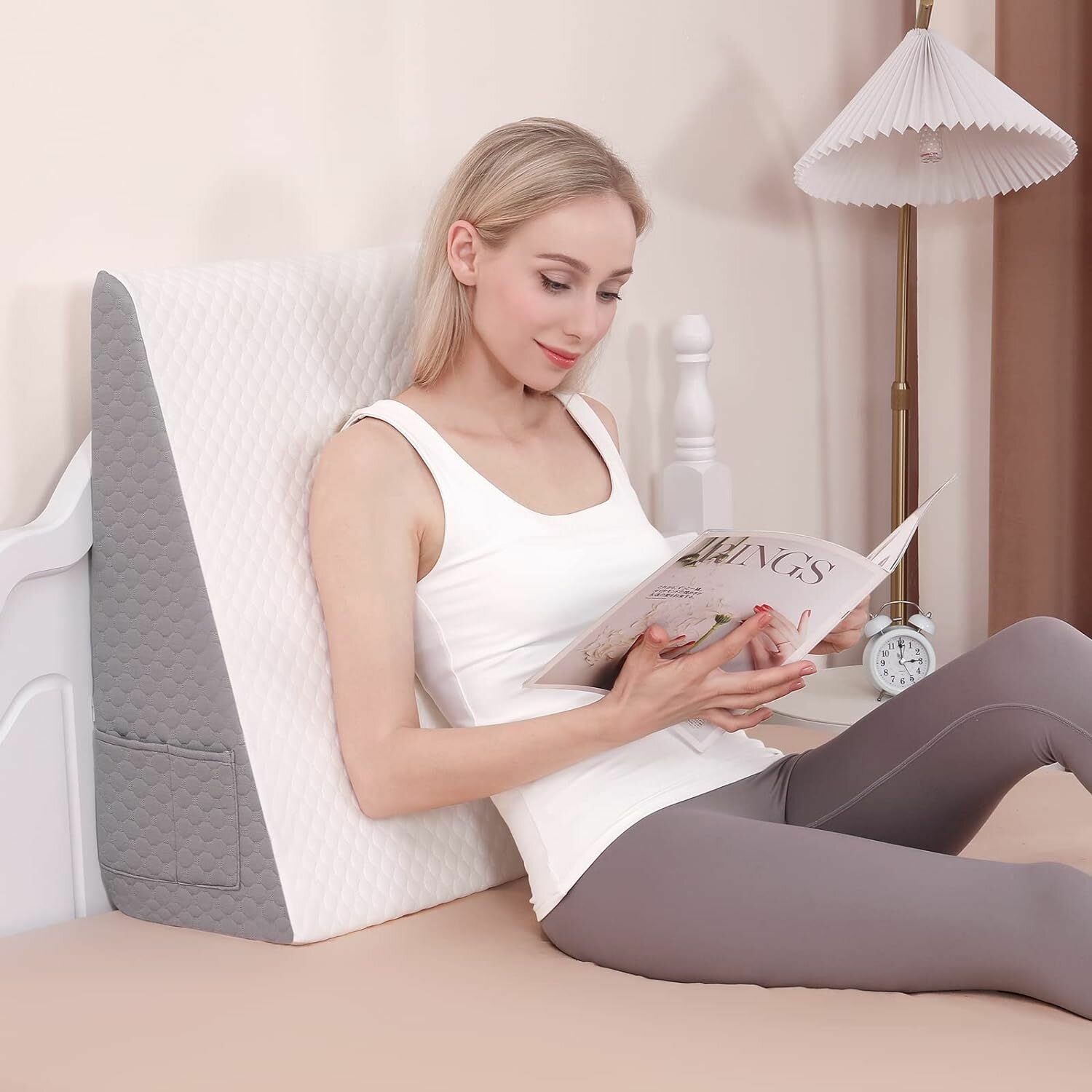 Подушка на танкетке Forias 12 дюймовая, ортопедическая: Треугольная подушка для сна с кислотным рефлюксом, храпом, герд, воздушный слой, память