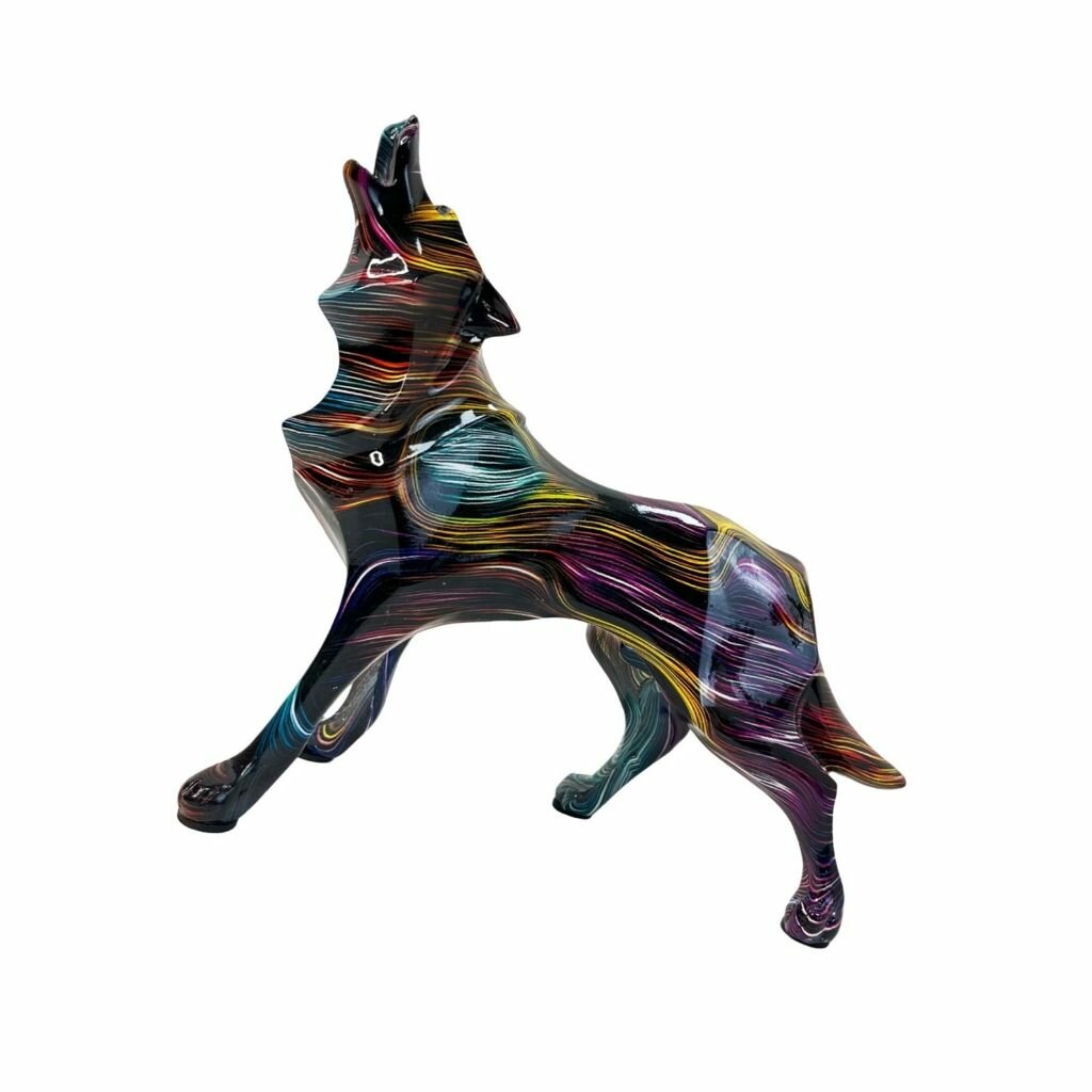 Геометрическая фигурка волка, креативная скульптура животного из смолы для любителей искусства и украшения дома, настольная