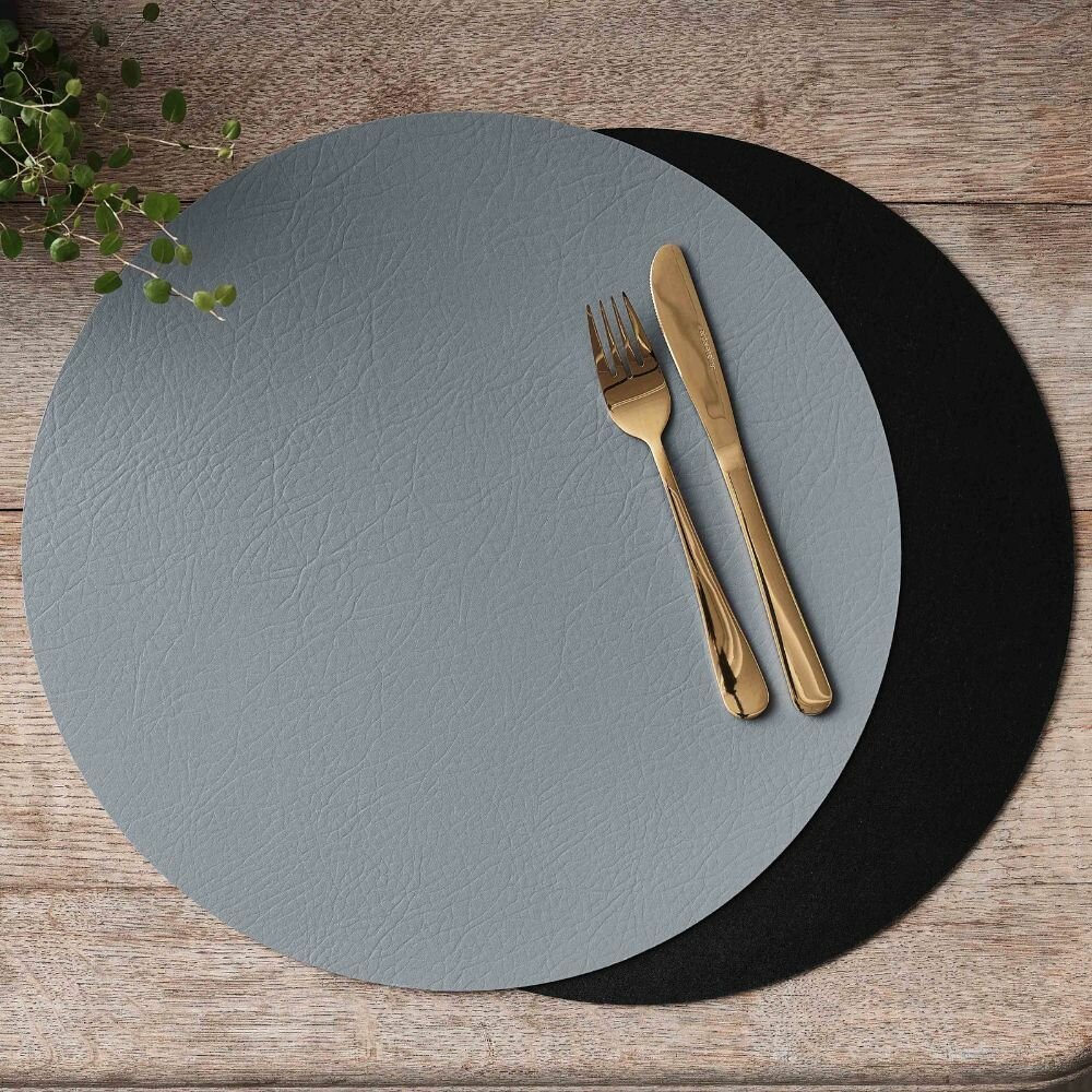 Плейсмат Aida RAW crafted concept, двусторонний, кожаный, черный/серый