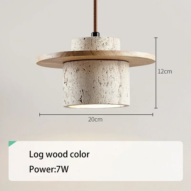 Подвесной светильник кремовый японский стиль, Log wood color, Warm light