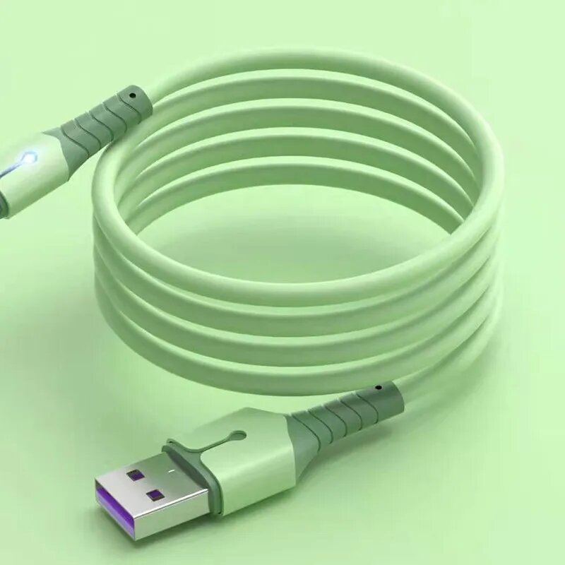 Кабель USB Type-C 2M Green со светодиодной подсветкой