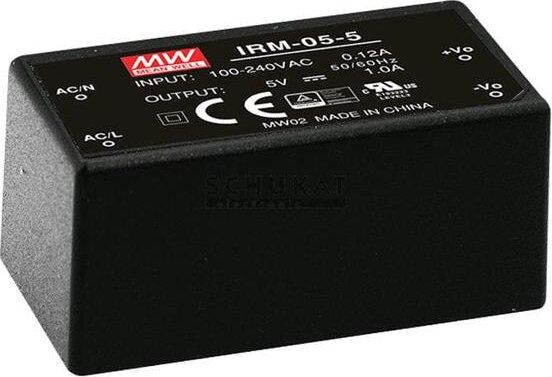 Импульсный блок питания MEAN WELL IRM-05-24 Блок питания: импульсный модульный 5,52Вт 24ВDC 0,23А OUT: 1 1шт