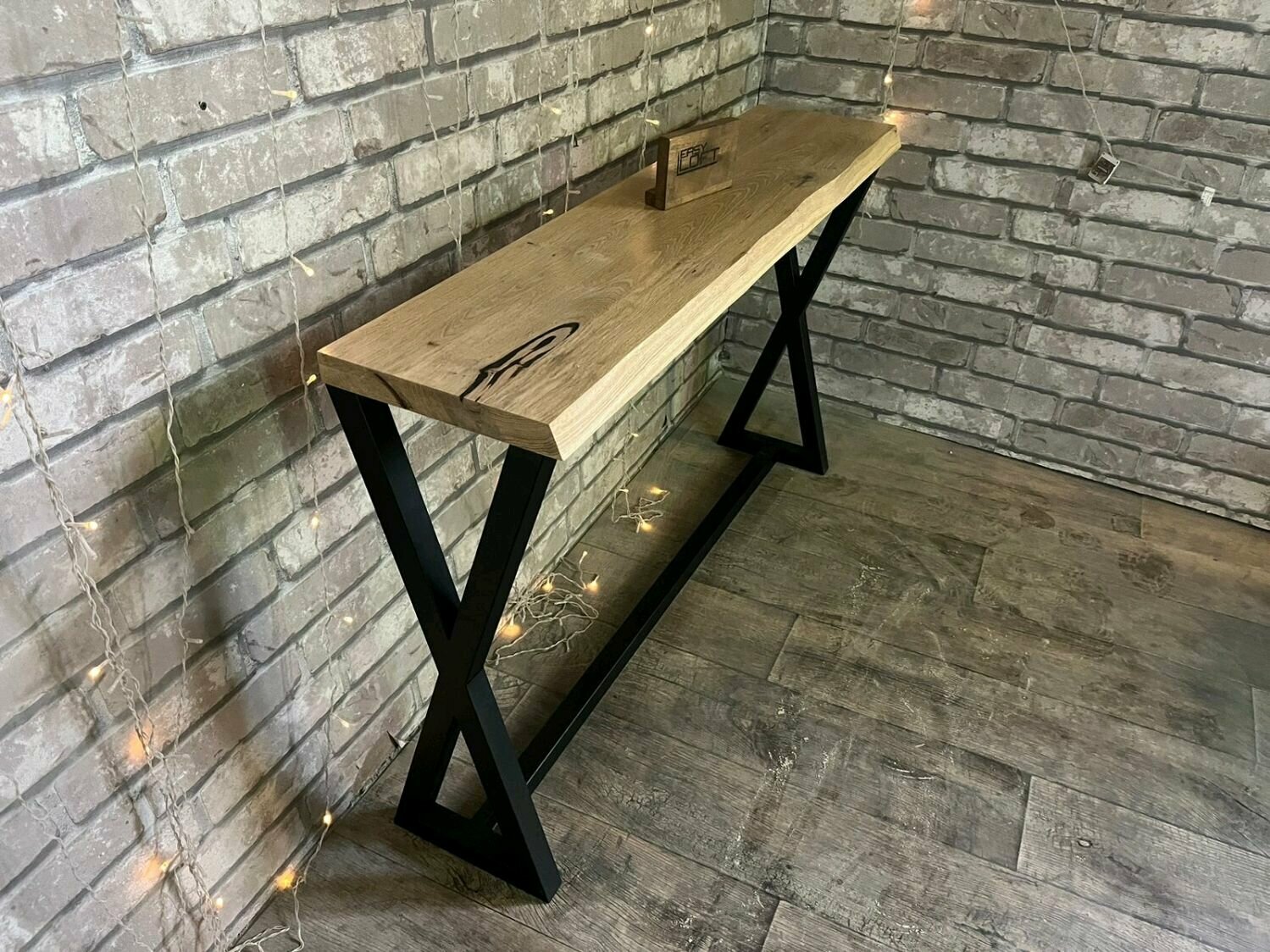 Консоль "EasyLOFT" в стиле лофт, массив дуба, для дома и дачи, в прихожую и гостиную, 130х30х80 см.