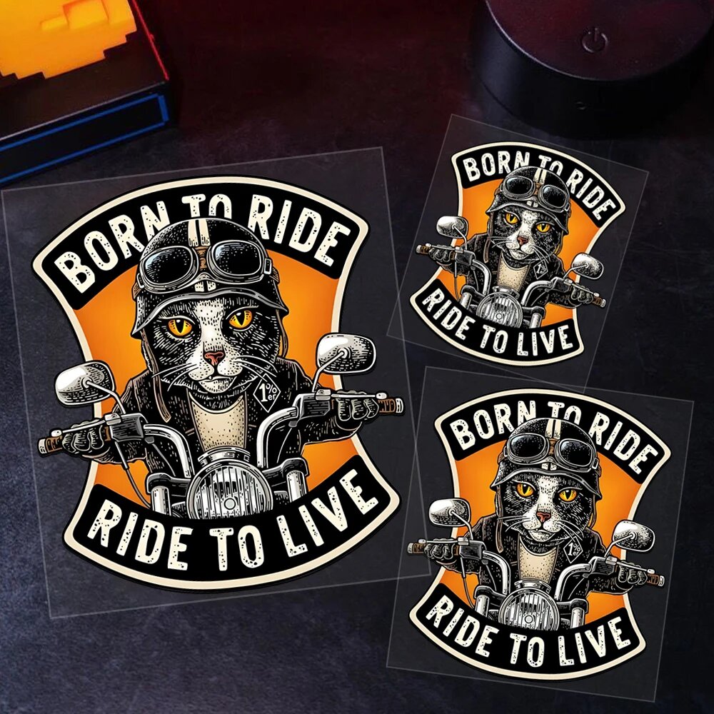 Винтажные светоотражающие наклейки для мотоциклистов Cat Rider, декор, мото локомотив, лобовое стекло, топливный бак, шлем, ретро аксессуары, наклейка SML SET