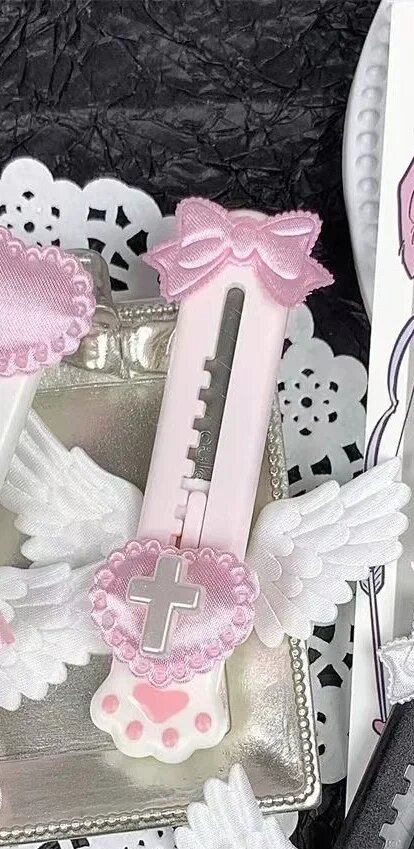 Милый универсальный нож в виде кошачьей лапы, милый нож с бантом и крыльями, резак для открытых коробок, открывалка для писем, нож для почты, школьные и офисные принадлежности