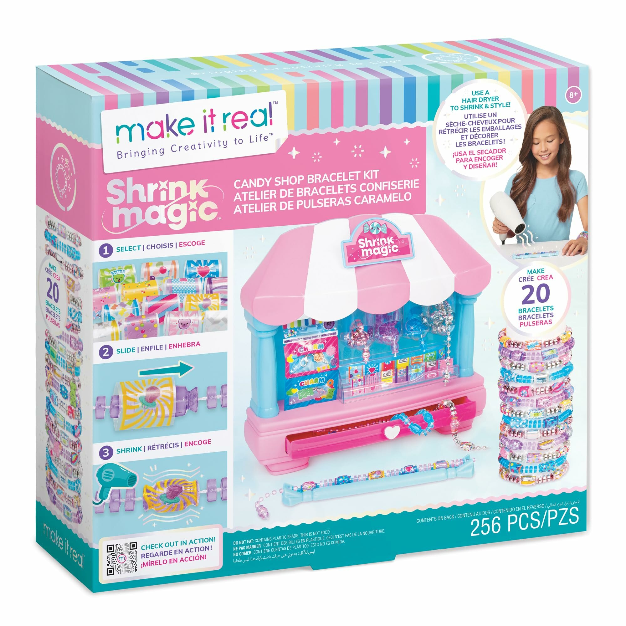 Make It Real Shrink magic Candy Shop Bracelet Kit/ Набор браслетов из детской кондитерской, Подарки для девочек