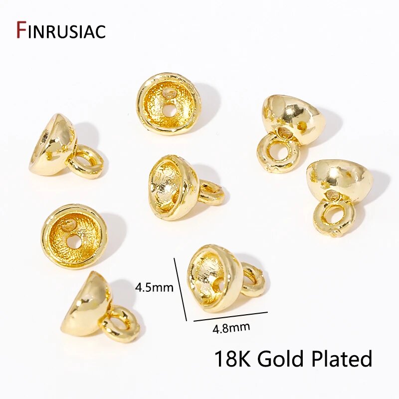 10шт золотых колпачков для бусин 18k gold plated