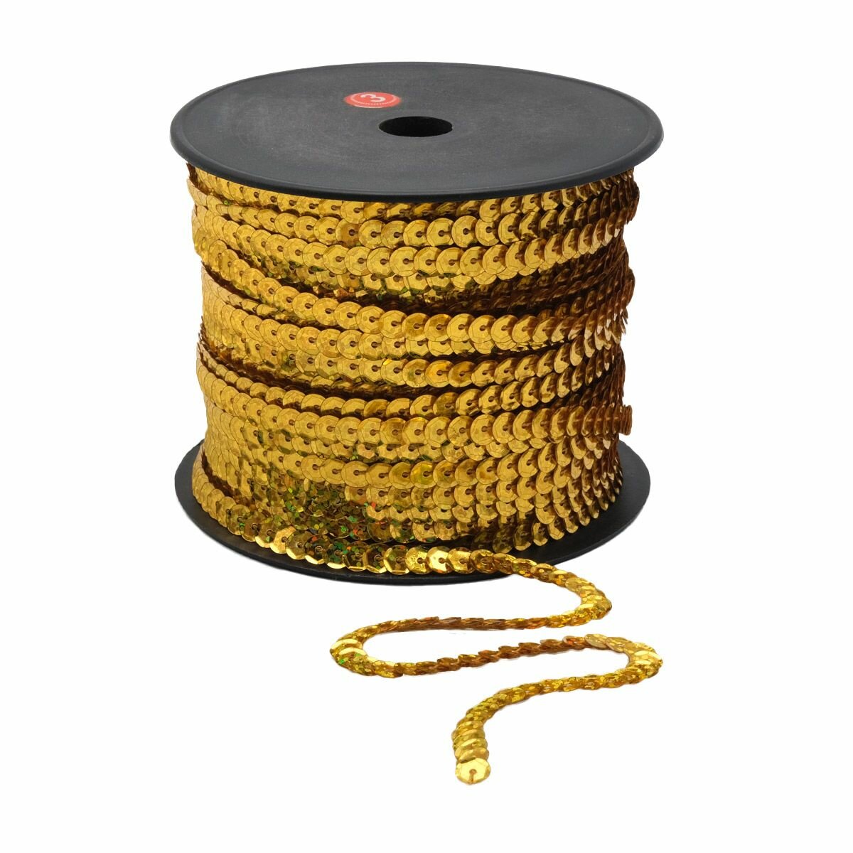 Тесьма пайетки, 6мм, 73м (A20 золото)