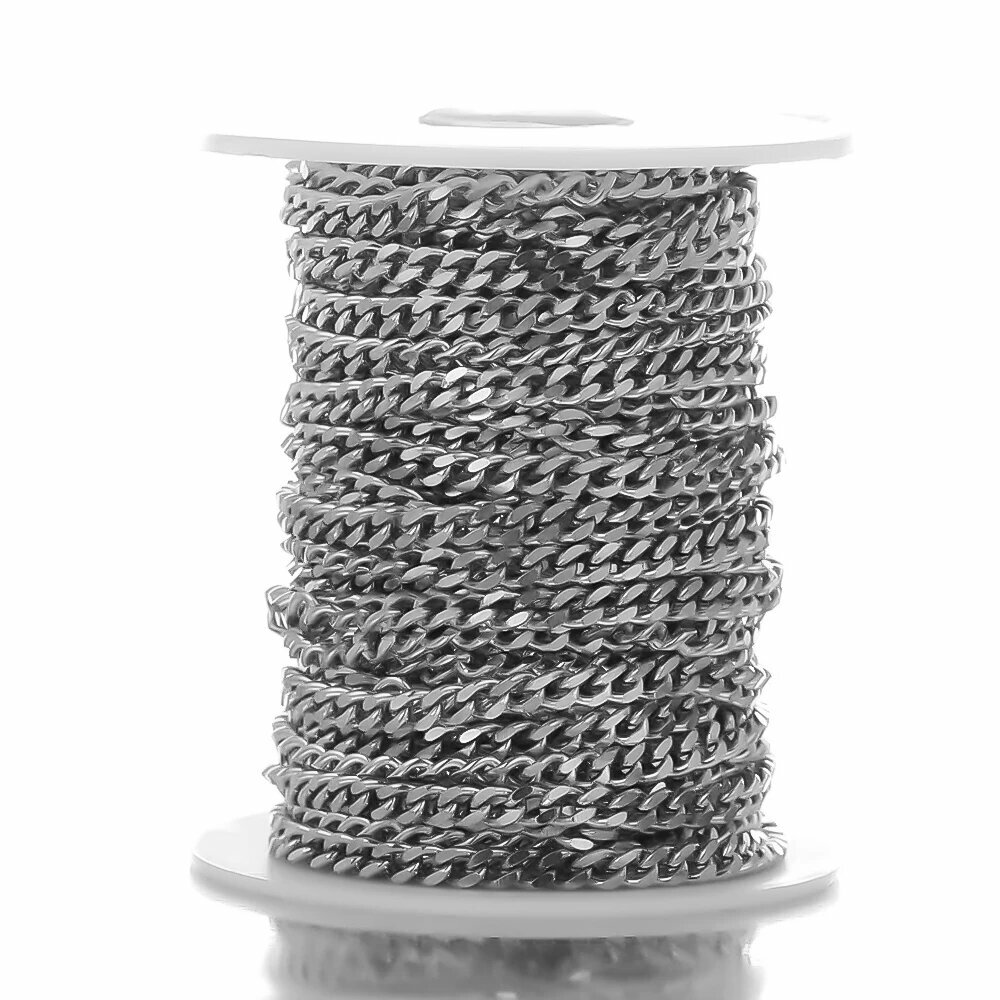 Цепочка кубинская из нержавеющей стали, 1 метр, steel color