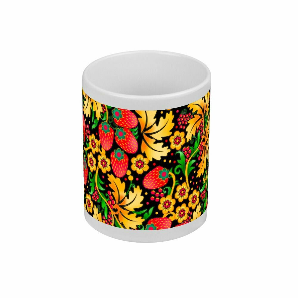 Кружка Хохлома русский узор цвет белый