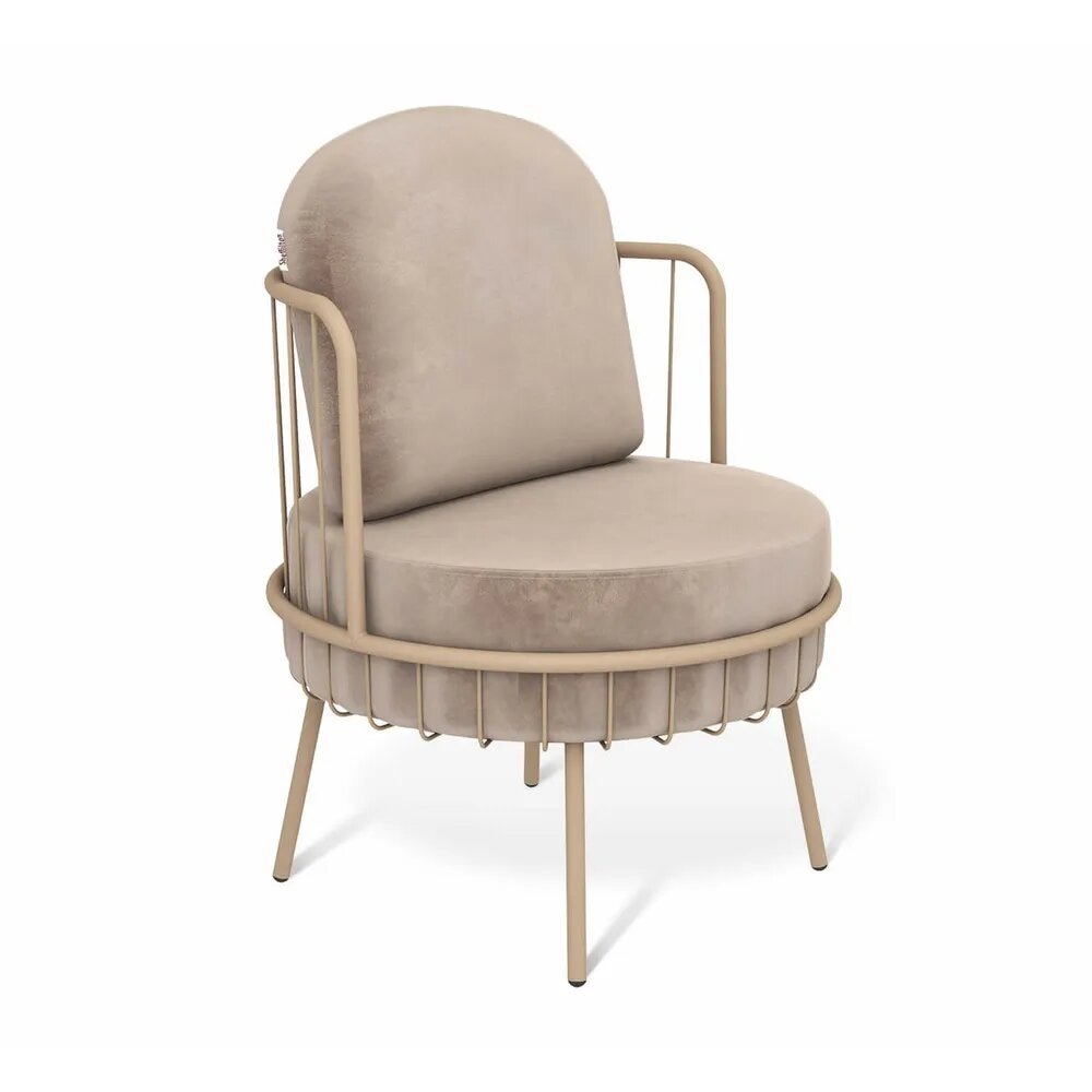 Дизайнерское кресло Sheffilton SHT-AMS123, обивка из велюра, цвет латте / кофейный, с подлокотниками