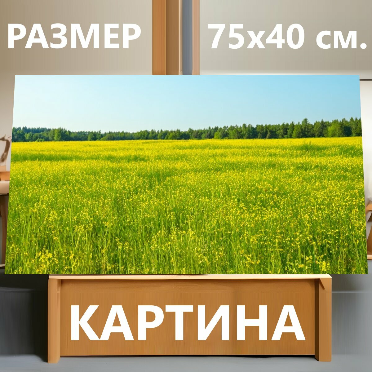 Картина на холсте "Поле, отдохващее природным благополучием, где каждая деталь включает природу. экологическая техника для создания." на подрамнике 75х40 см. для интерьера