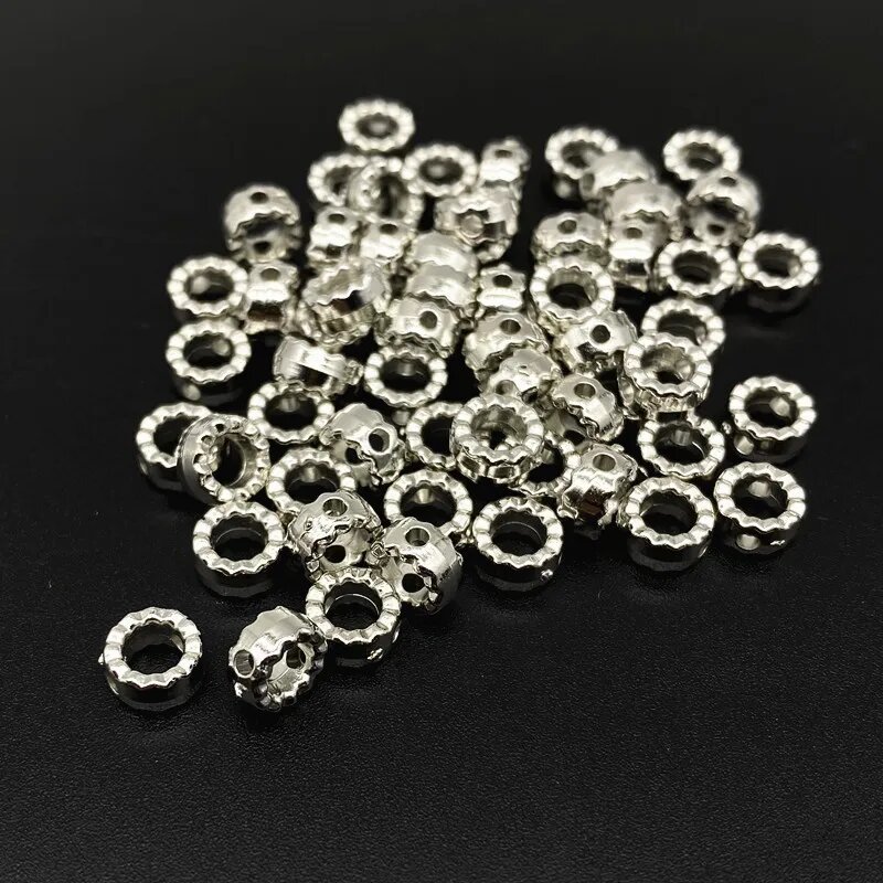 Серебряные бусины-кольца 100PCS, диаметр 6 мм