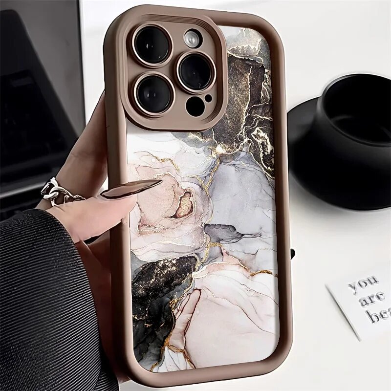 Чехол для iPhone 13 Pro мраморный Brown DH23