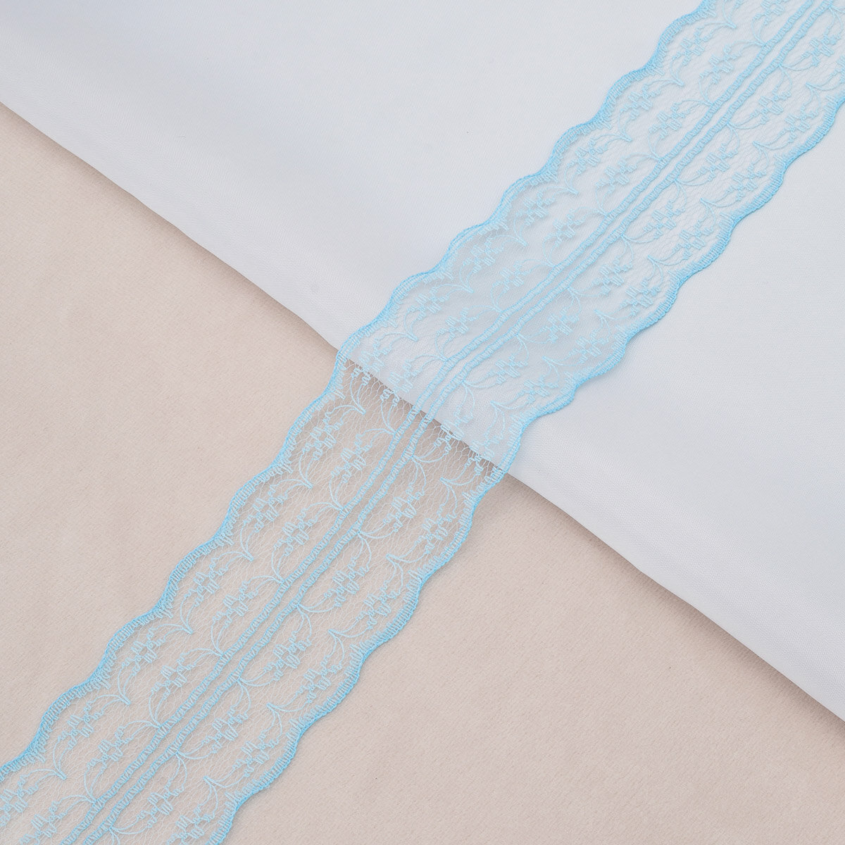 Кружево на сетке для рукоделия 4,5 см × 9,14 м, голубой цвет, Айрис