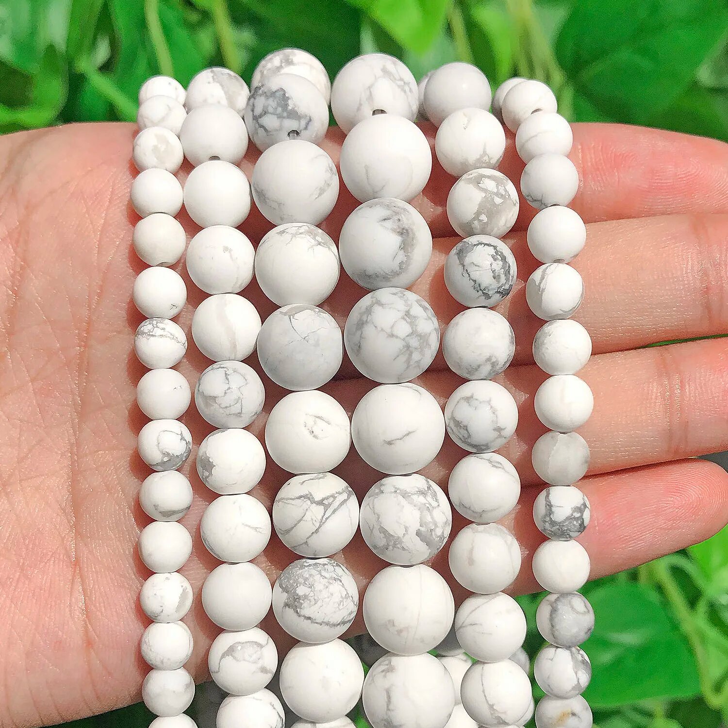 ГМB724 черные бусины из вулканического камня 4-14 мм Белый, 6mm 63pcs beads, Matte Howlite