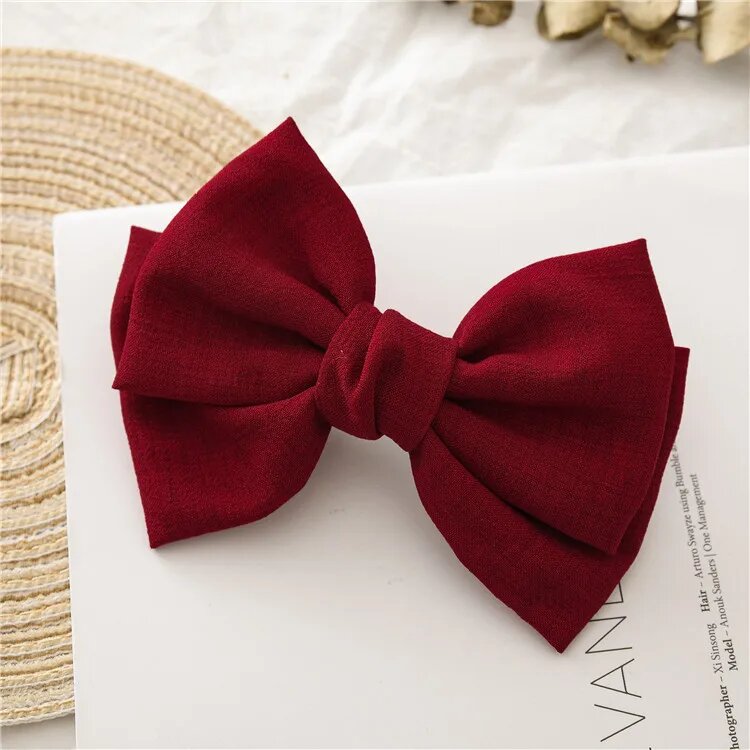 Льняная заколка для волос wine red