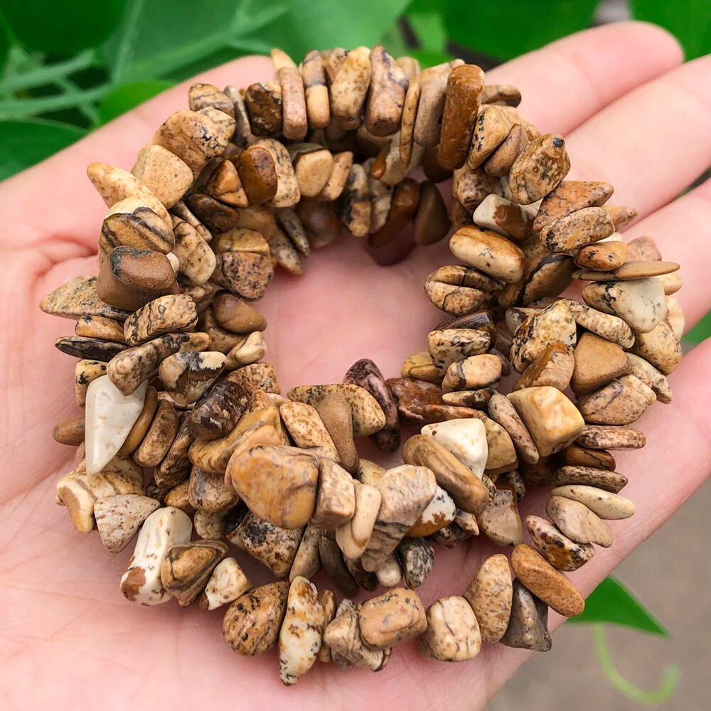 Куoyu Красный гранатовый камень бусины 3-8 мм Коричневый, 3-5mm 16inches, picture jasper