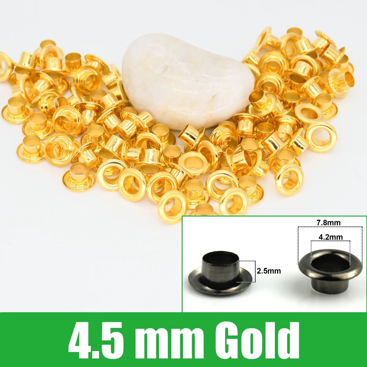 100 комплектов латунных люверсов CLOXY 5 мм 4.5mmGold