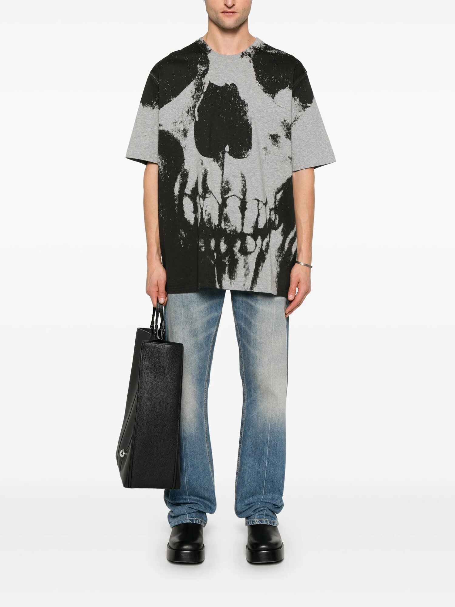 Футболка Alexander McQueen Skull, размер S, серый — фото 1