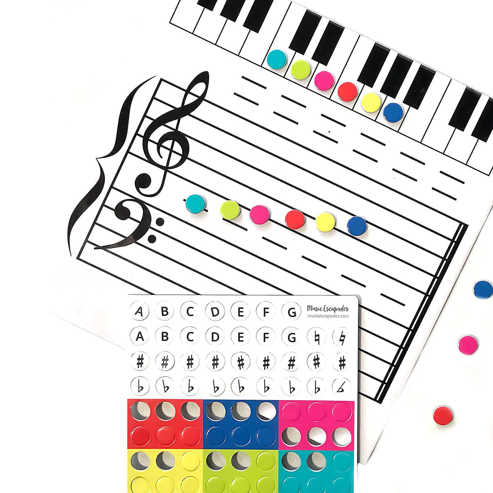 2-IN-1 Erasable Music Staff Blackboard for w/ Notes Stickers Music Learning Prop