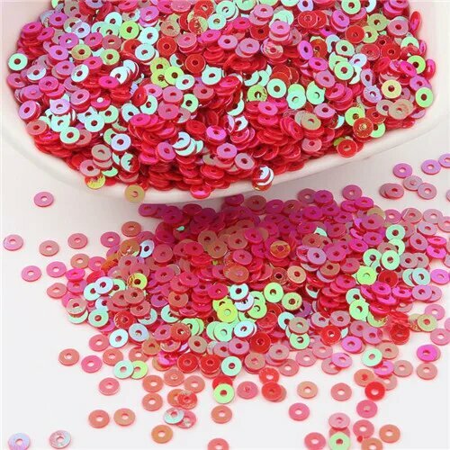 Блестки плоские круглые, 3 мм, розовый, ab red, 10г