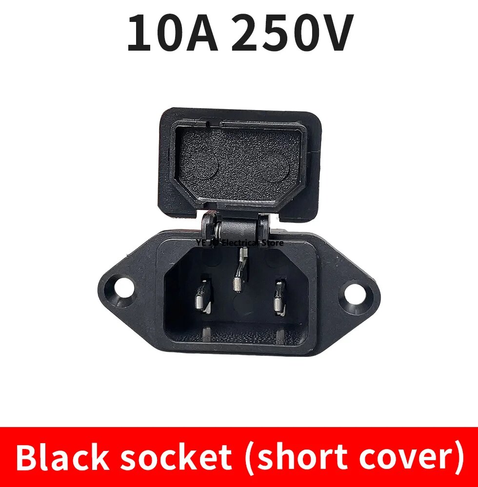 Черная розетка IEC320 C13/C14 10A 250V (Цвет: 7)