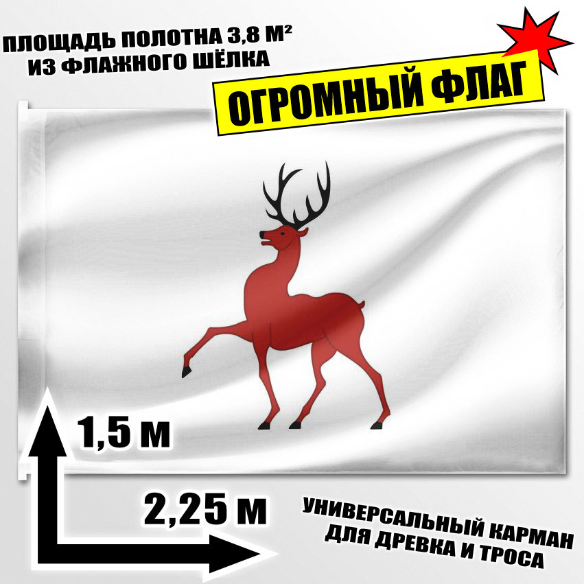 Флаг огромный Нижнего Новгорода 225x150 см