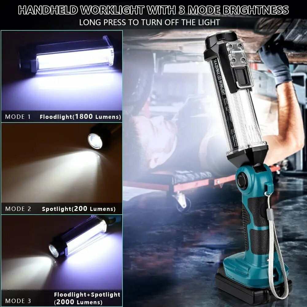 Фонарик-прожектор BOSLED-001, с USB, до 5 ч, бирюзовый/горчичный — фото 1