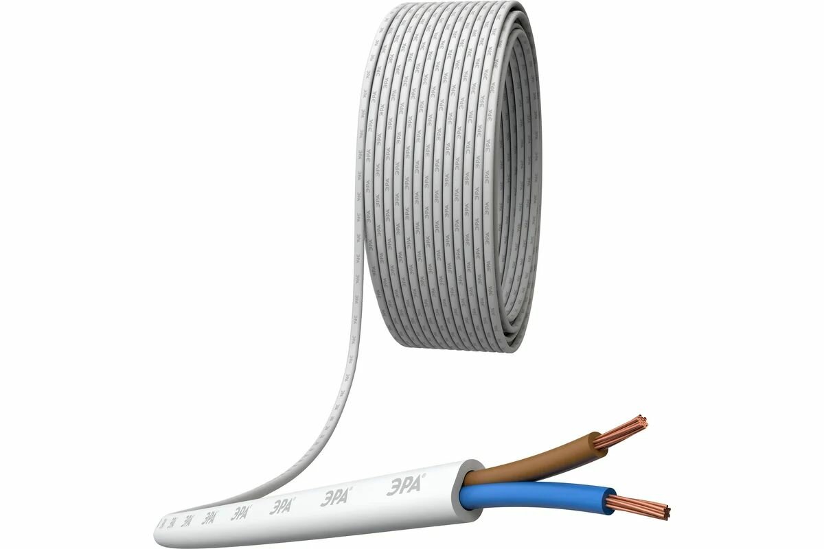 Провод ЭРА ШВВП 2x0,75 мм2, 10м, белый Б0058841