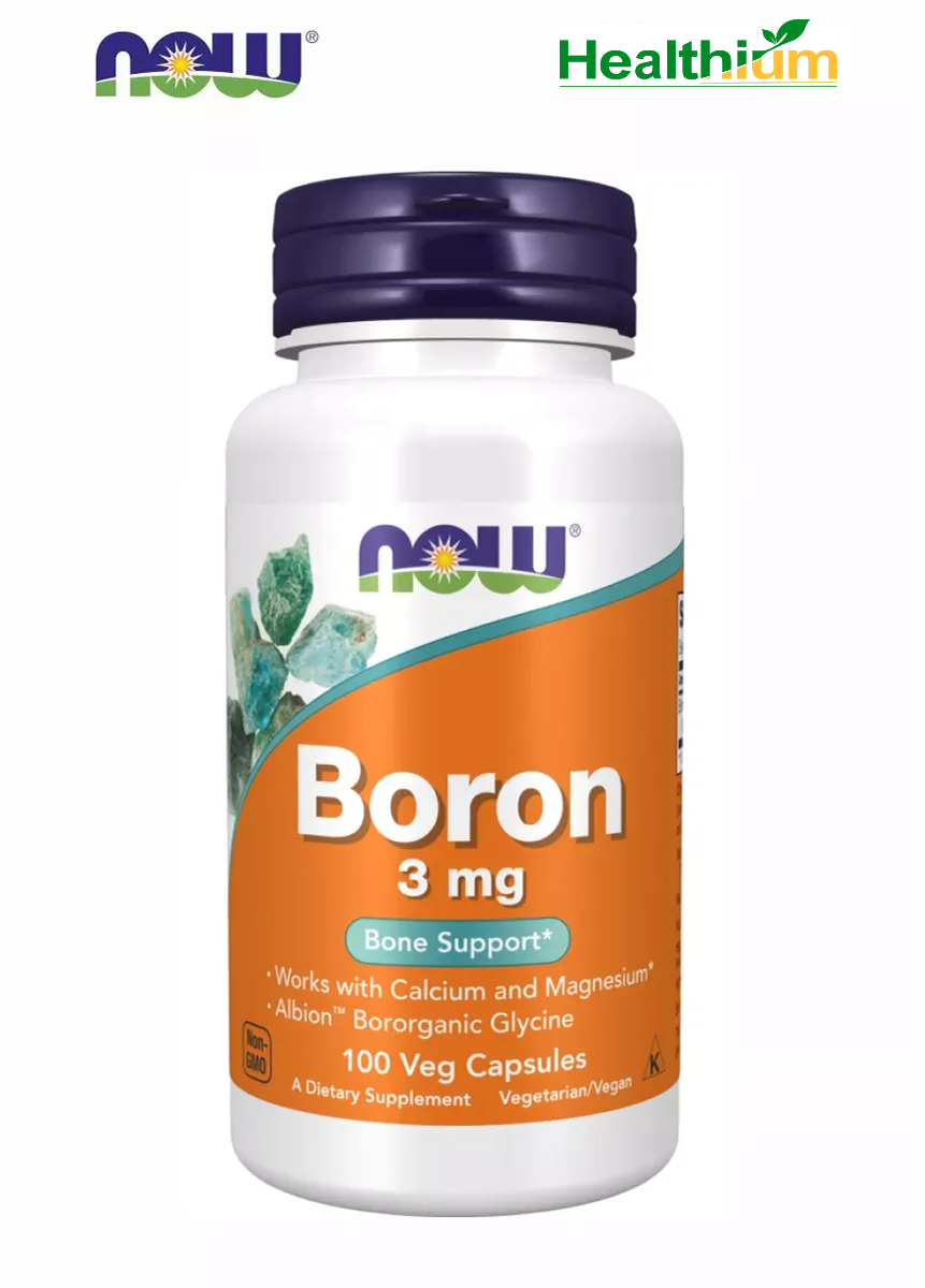 NOW Boron 3мг 100 капсул Нау Бор в хелатной форме, для иммунитета, костей, хрящей, почек